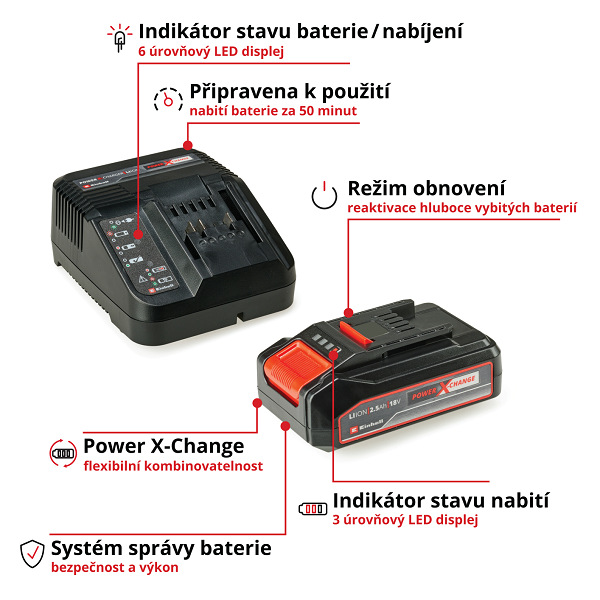 Set batérie a nabíjačky Einhell Power-X-Change 18 V/2,5 | NAY