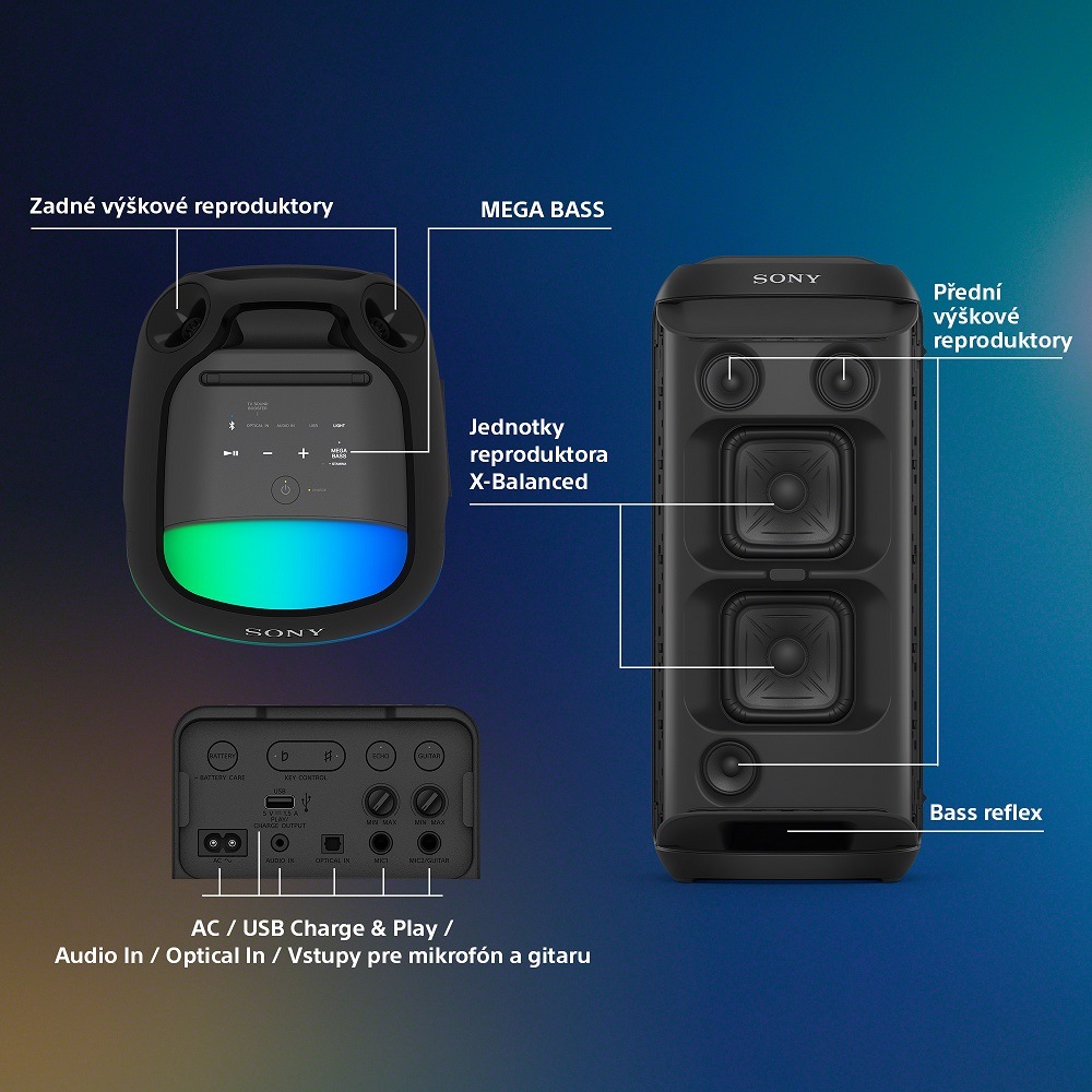 Párty reproduktor Sony SRS-XV800 (SRSXV800B.CEL) čierny - rozbalený… | NAY